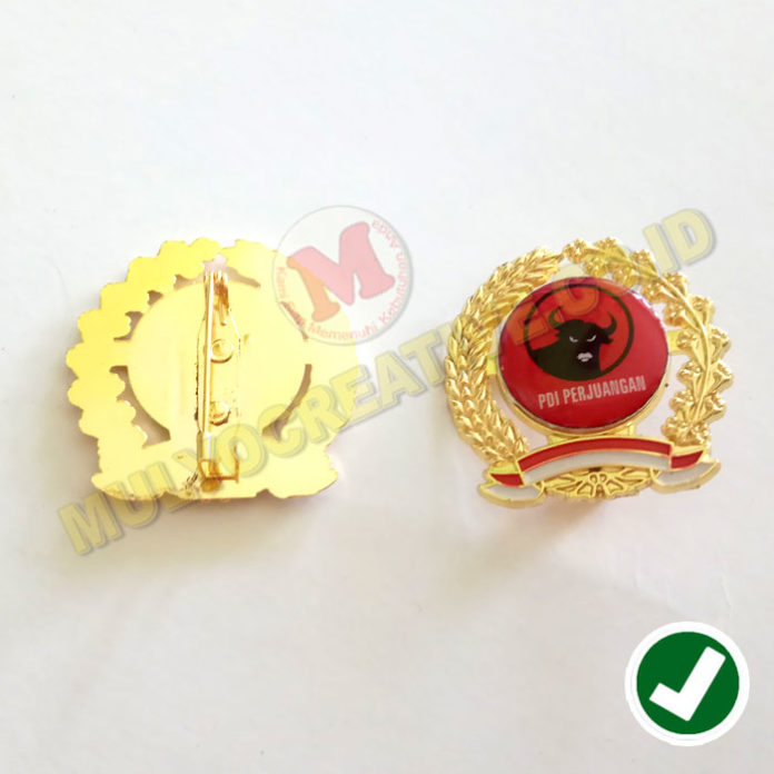 Jual Pin Partai PDIP – Logam Kuningan – Pin Partai Bentuk Padi Kapas ...